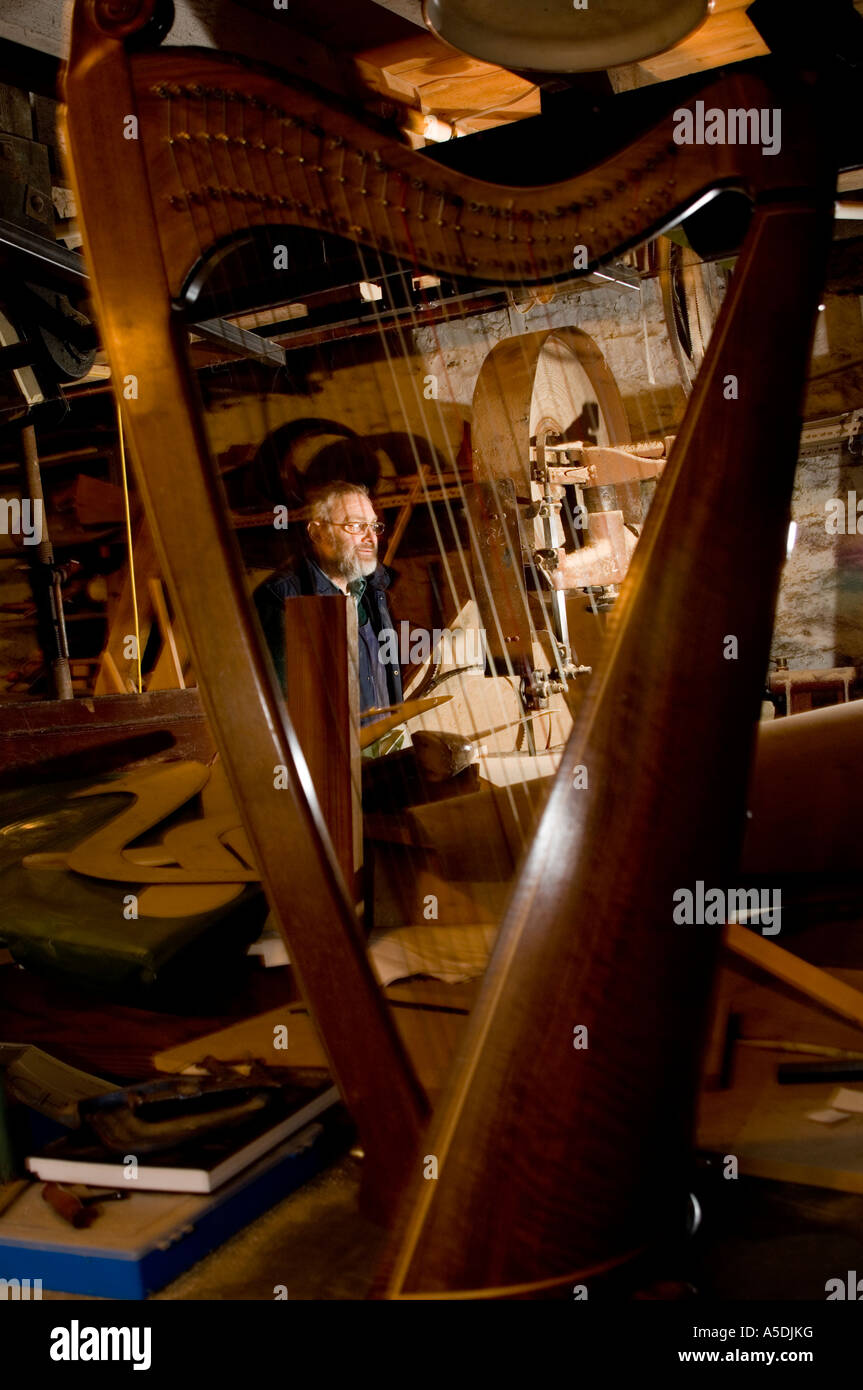 allan shiers harp maker Telynau Teifi Llandysul Ceredigion wales in his ...
