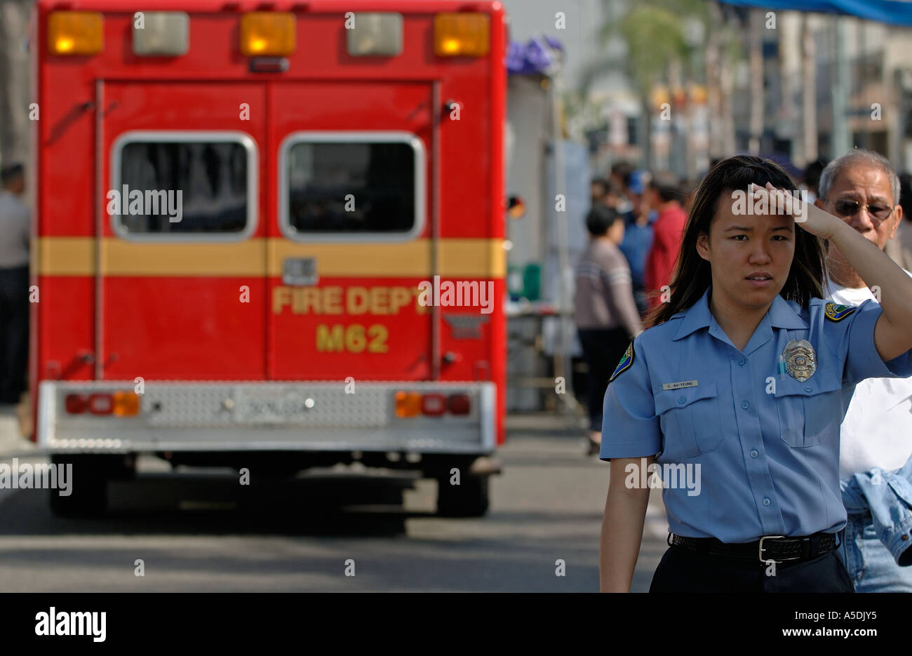 Female Paramedic working at the Chinese Lantern Festival Monterey Park ...