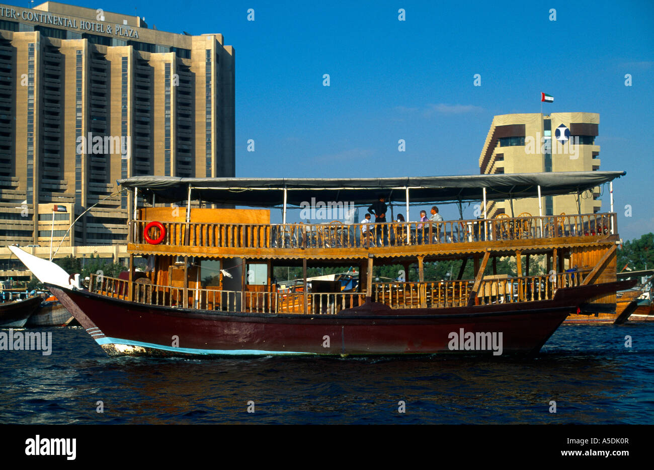 Dubai UAE Dubai Creek Two Storey Passenger Dhow Stock Photo - Alamy