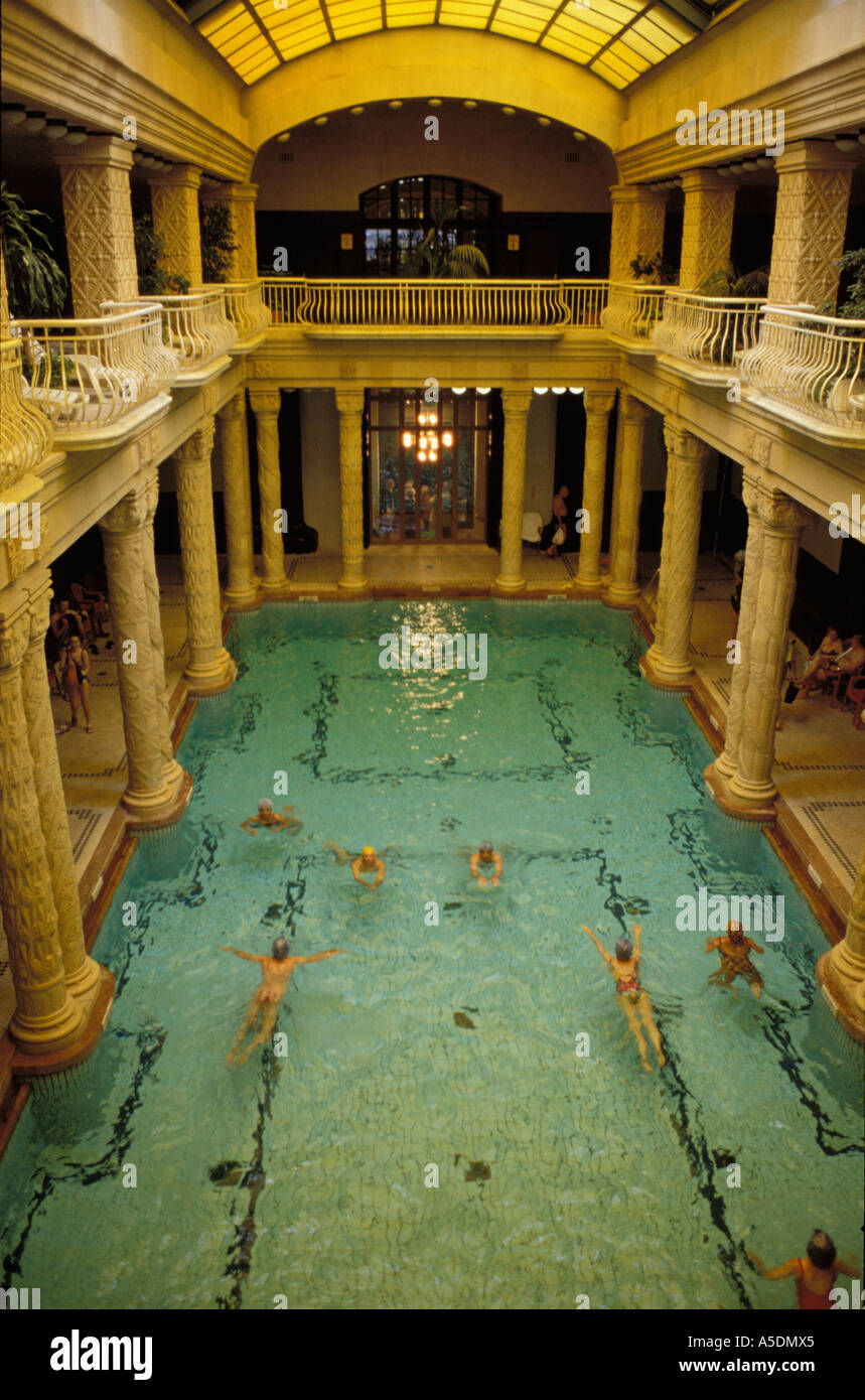 Budapest indoor swimming pool of Gellert Baths Stock Photo - Alamy