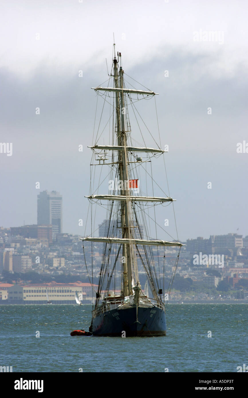 A tall ship sailing in San Francisco Bay, California, USA Stock Photo ...
