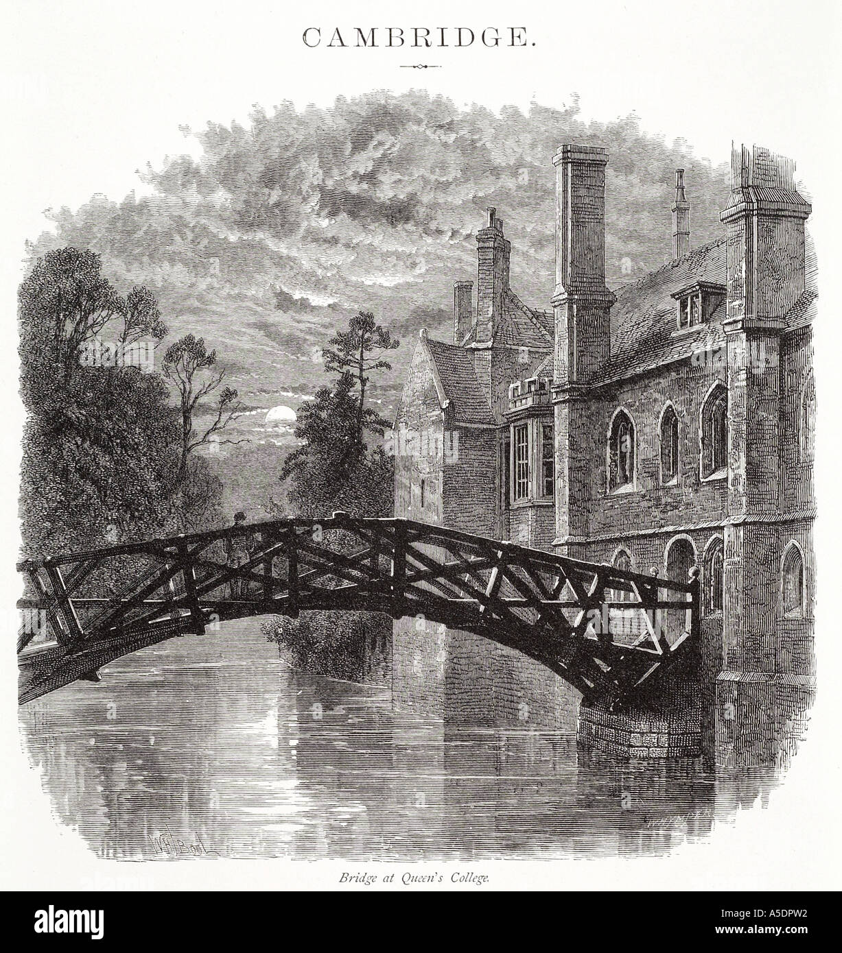 queen college Cambridge east anglia Mathematical Bridge River Cam GB UK ...