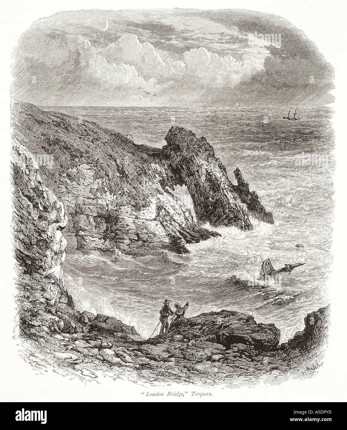 london bridge torquay arch cove devon south coast marine wave erosion ...