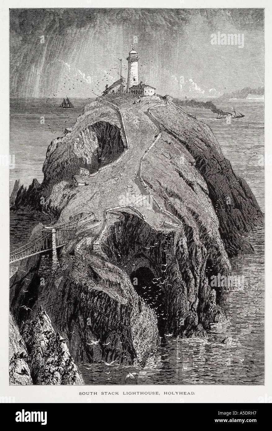 south stack lighthouse Holyhead Anglesey North Wales Welsh Cymru ...