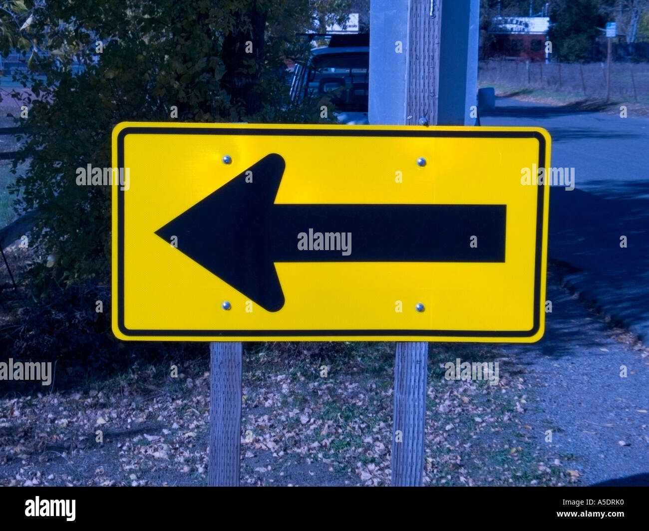 road sign turn left Stock Photo - Alamy
