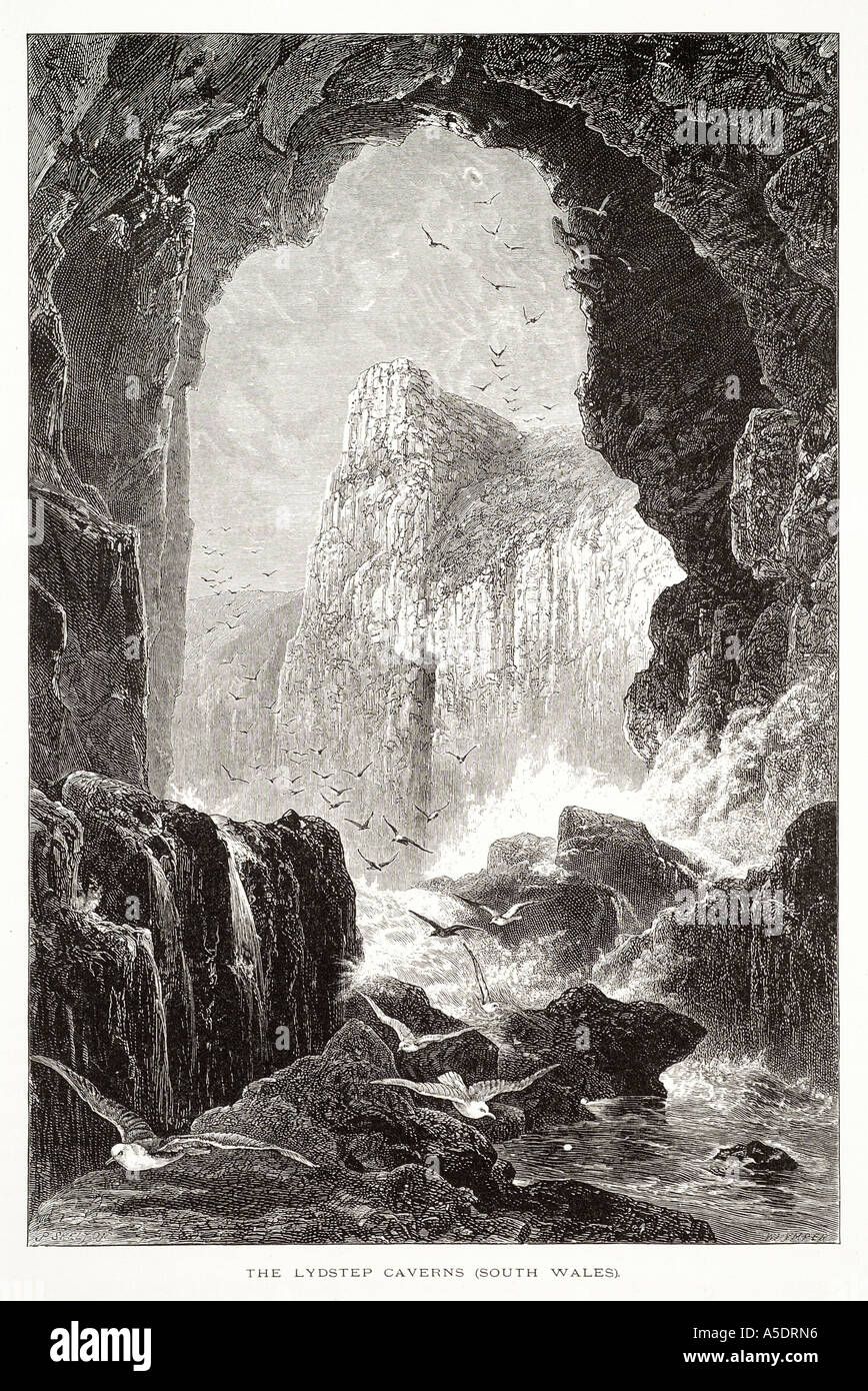 lydstep cavern cave cavern erosion tidal beach coast coastal marine ...