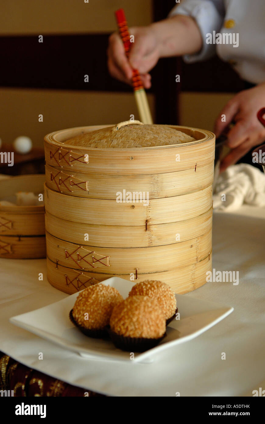 Dim Sum dumpling as served in a restaurant in Hong Kong China Stock ...