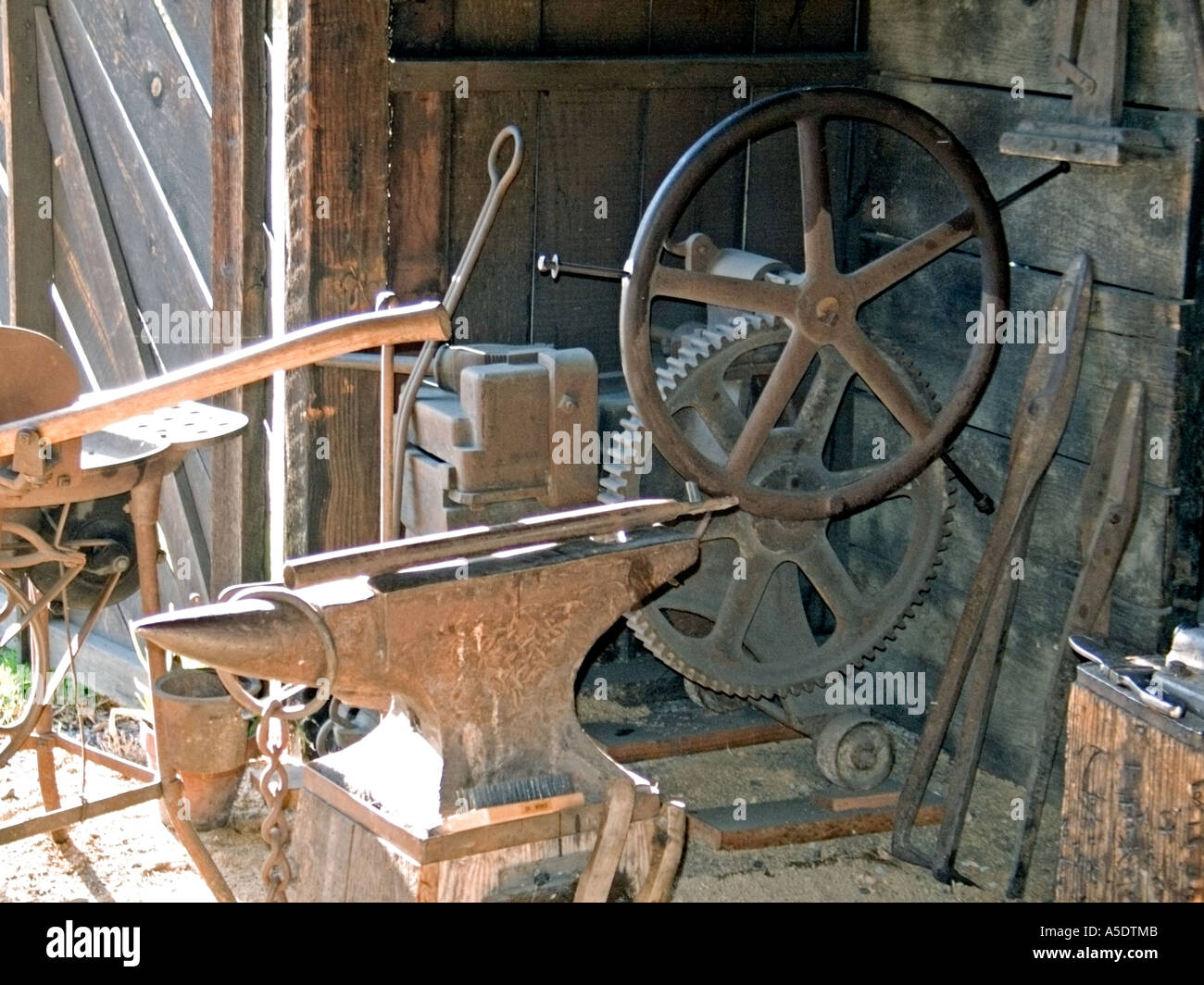 Traditional Blacksmith's tools from the California Gold Rush era Stock ...