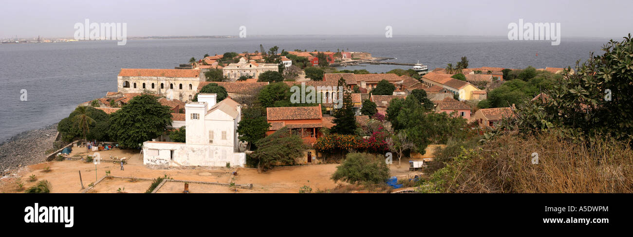 Senegal Isle de Goree the island from the castle panoramic Stock Photo ...