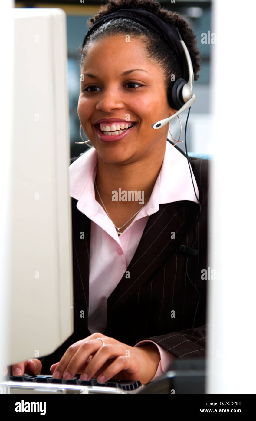 African American woman at computer Stock Photo - Alamy