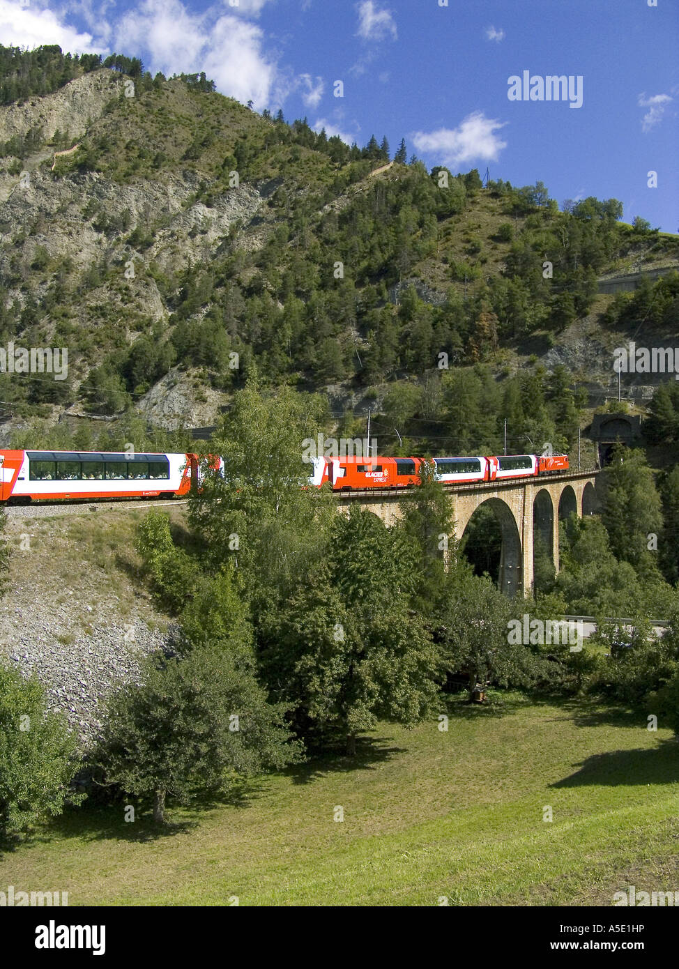 Glacier express on the bridge of grengiols hi-res stock photography and ...