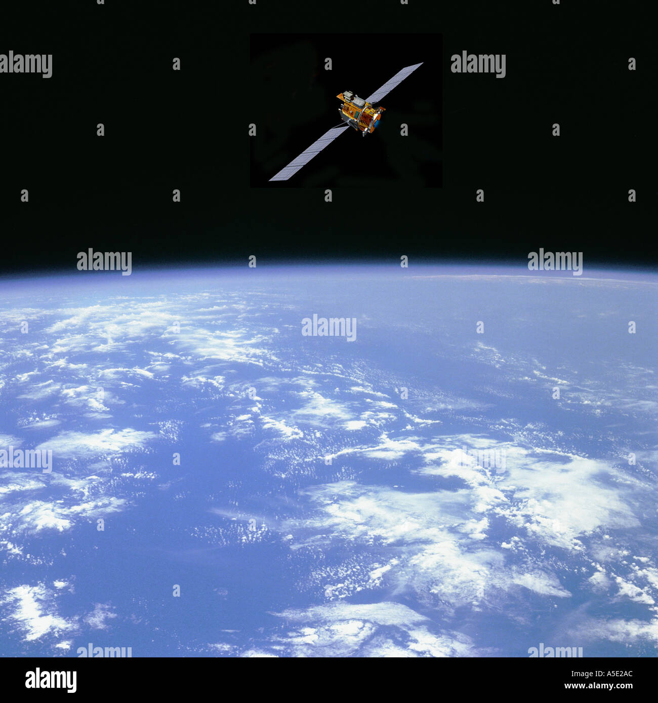 Communications satellite orbiting the Earth Earth from Space Stock ...