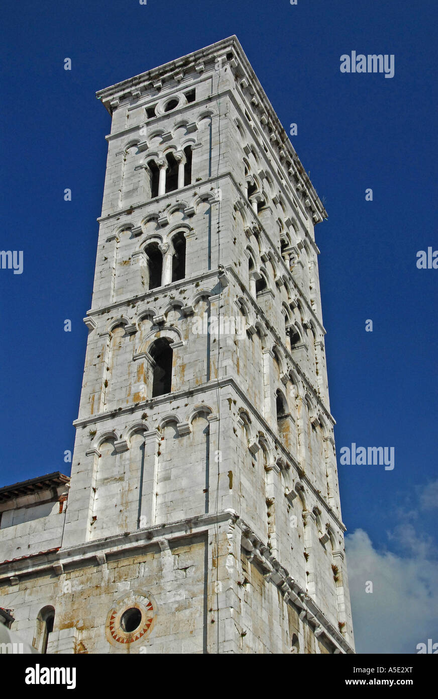 The bell tower of the church of San Michelle. Lucca, Tuscany, Northern ...