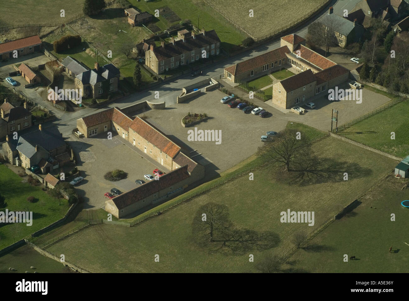 aerial picture of a rural development farm conversion Stock Photo - Alamy