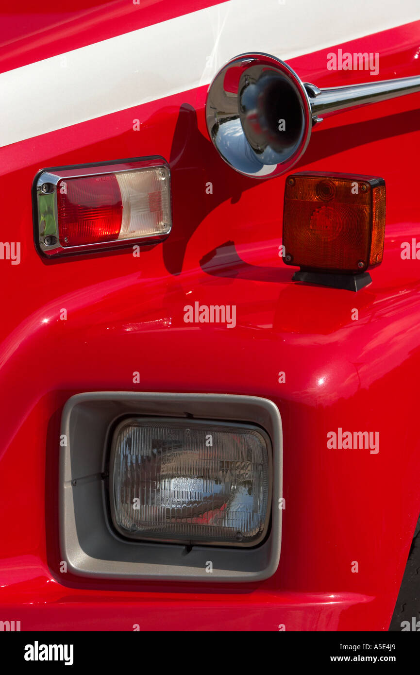 A chrome plated horn on a fire engine Stock Photo - Alamy