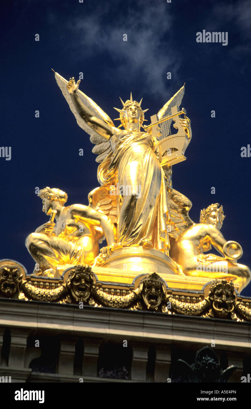 roof sculptures of the paris opera house by Garnier Stock Photo - Alamy