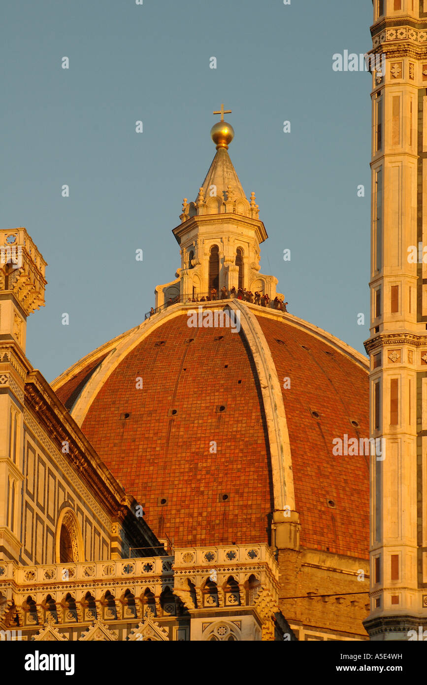 Florence Duomo Tourists look from the lantern on the Dome of the ...