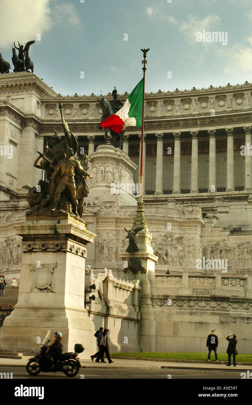 Rome Italy Italian flag Il Tricolore flying over the VITTORIANO the ...