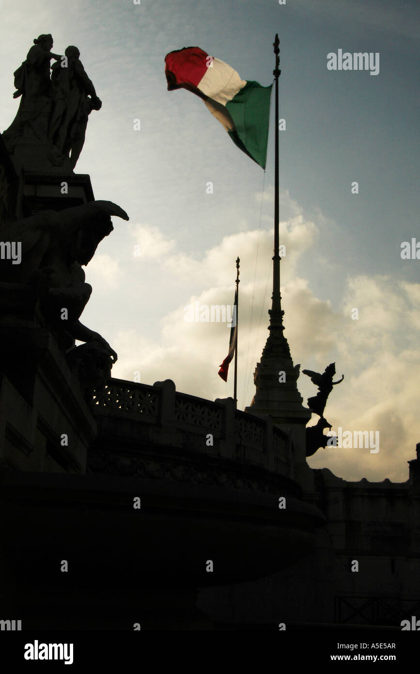 Italian Flag Flying Over Rome