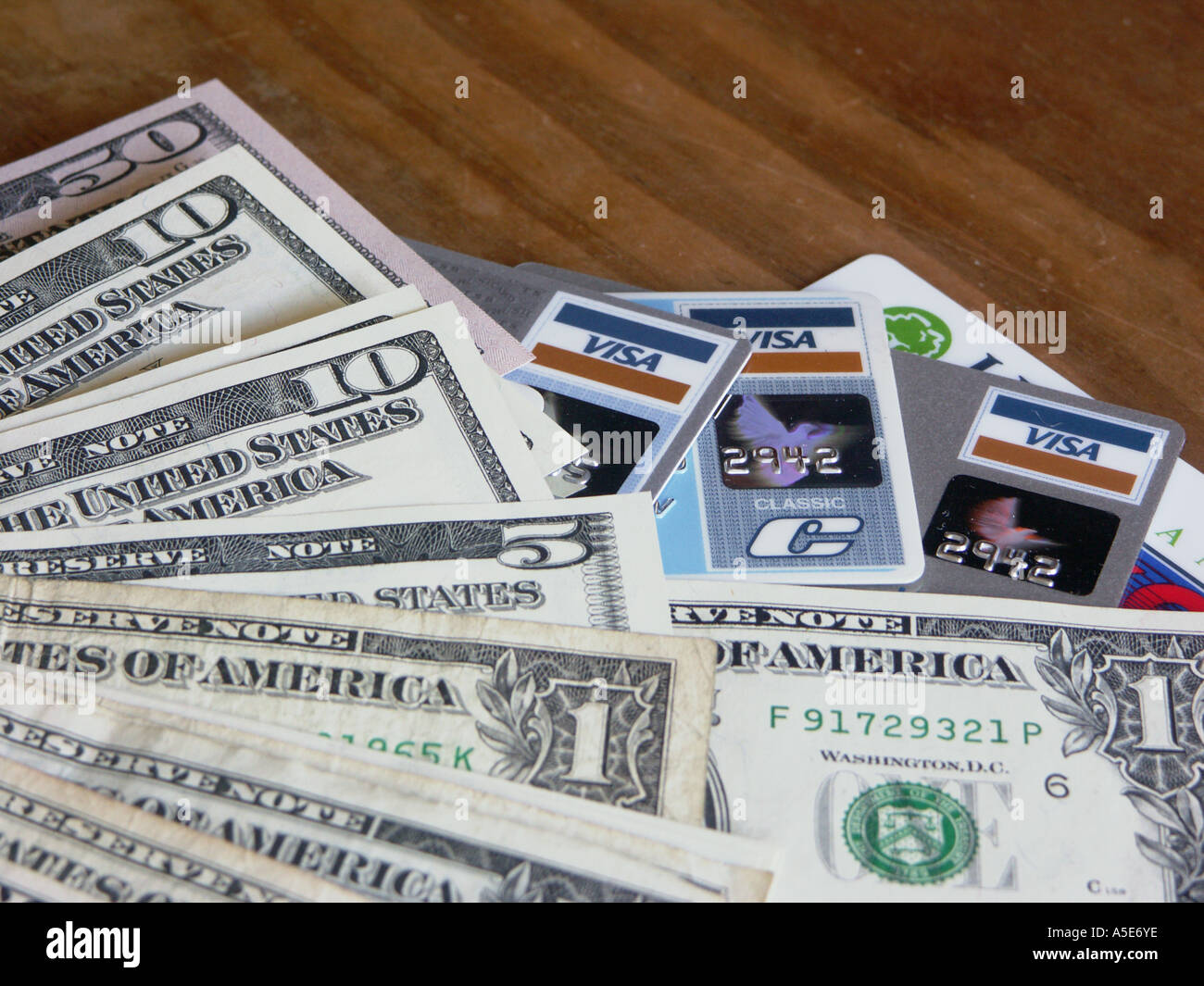 American dollar bills or notes of various denominations alongside ...