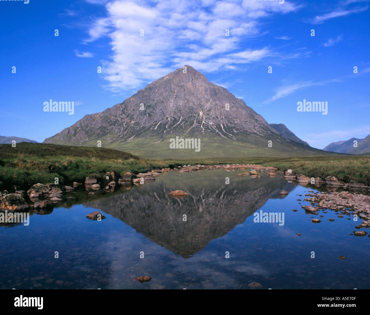 Pyramidal peak of Buachaille Etive Mor from Rannoch Moor, Highland ...