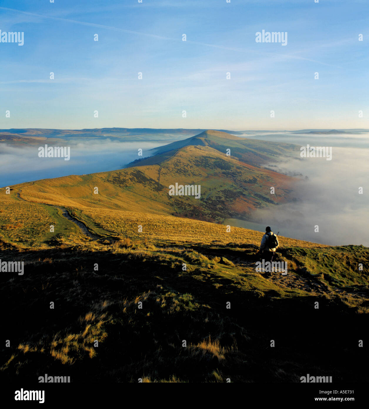 Great Ridge from Mam Tor, near Castleton, Peak District National Park ...
