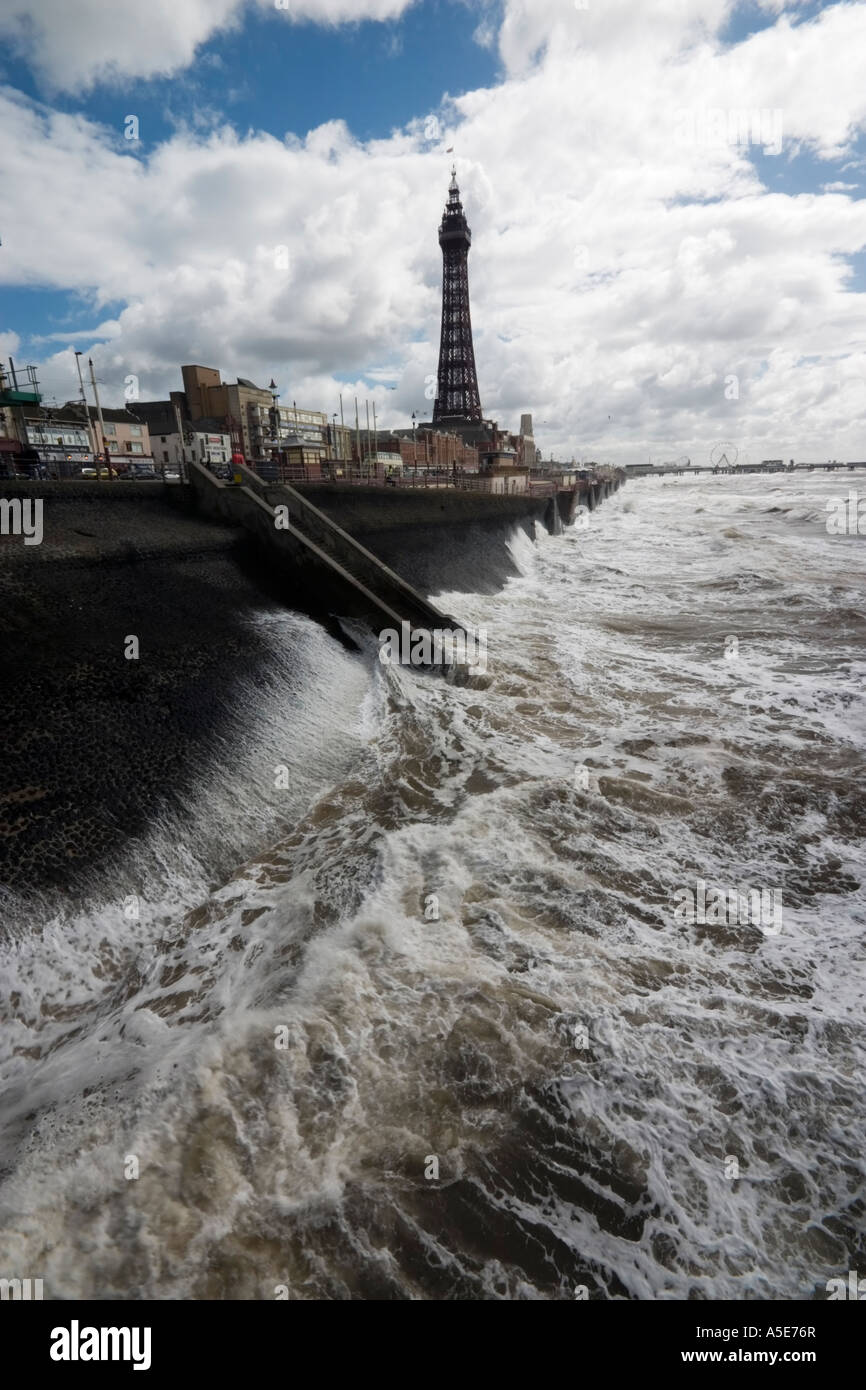 Waves on the seafront Blackpool the North West England Stock Photo - Alamy