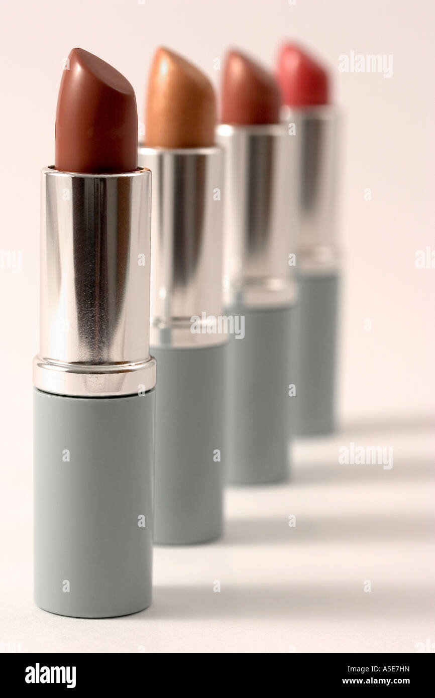 Row of different coloured lipsticks Stock Photo - Alamy