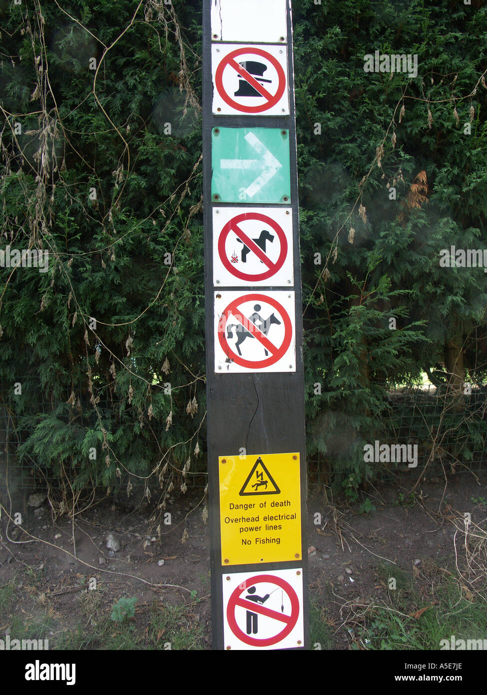 Information Signs on Canal towpath Stock Photo - Alamy