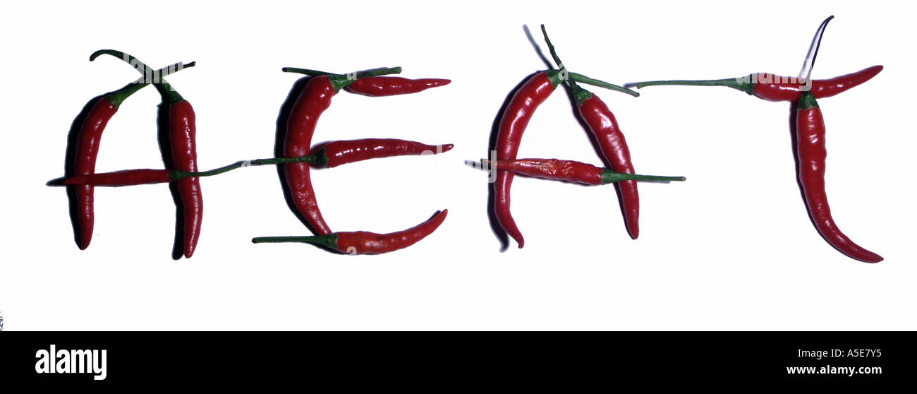 Red chilli peppers words hi-res stock photography and images - Alamy