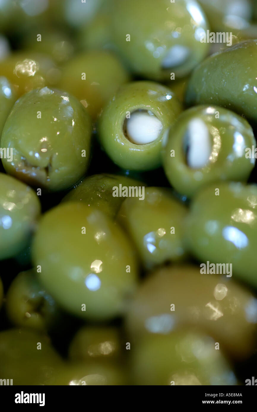Green olives stuffed garlic hi-res stock photography and images - Alamy