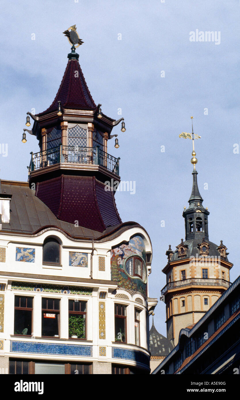 Leipzig, Café Riquet, Türmchen in Pagodenform Stock Photo - Alamy