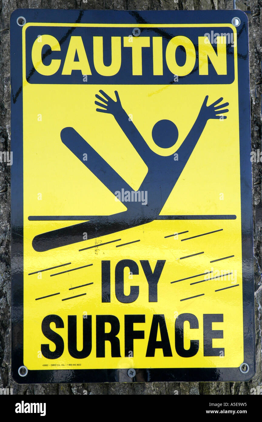 Icy Surface Warning Sign Stock Photo - Alamy