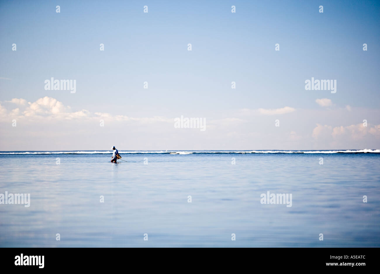 Fishing in Lagoon, Reunion Island Stock Photo - Alamy