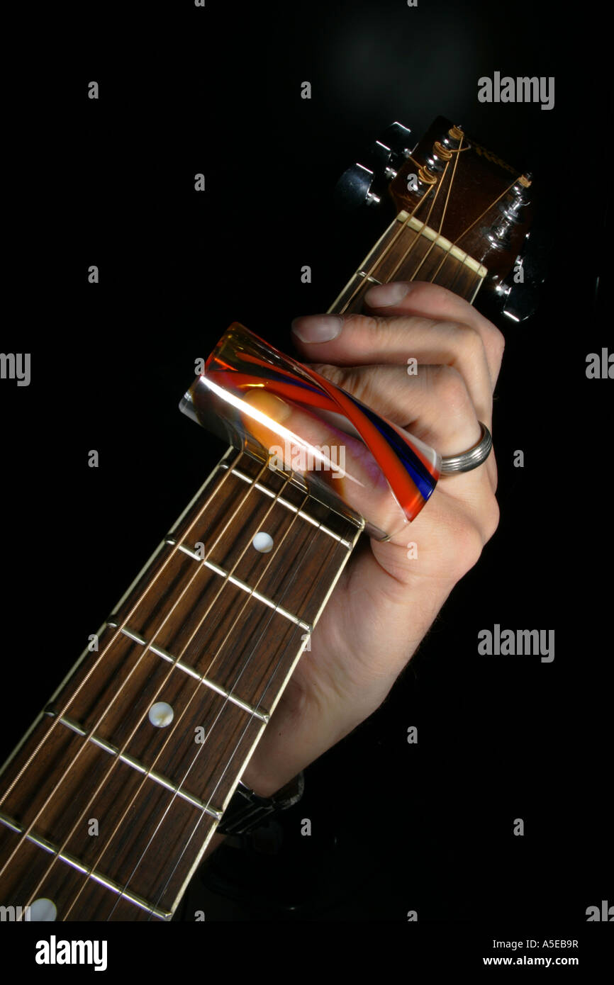 Blues guitar hand slide hi-res stock photography and images - Alamy