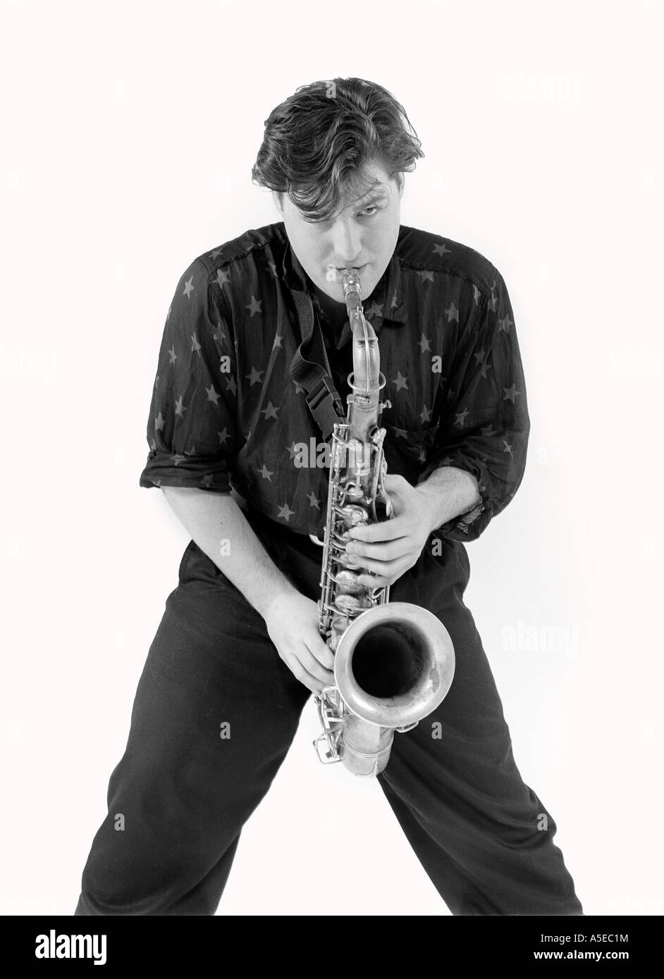 Black and white sax player Cut Out Stock Images & Pictures - Alamy