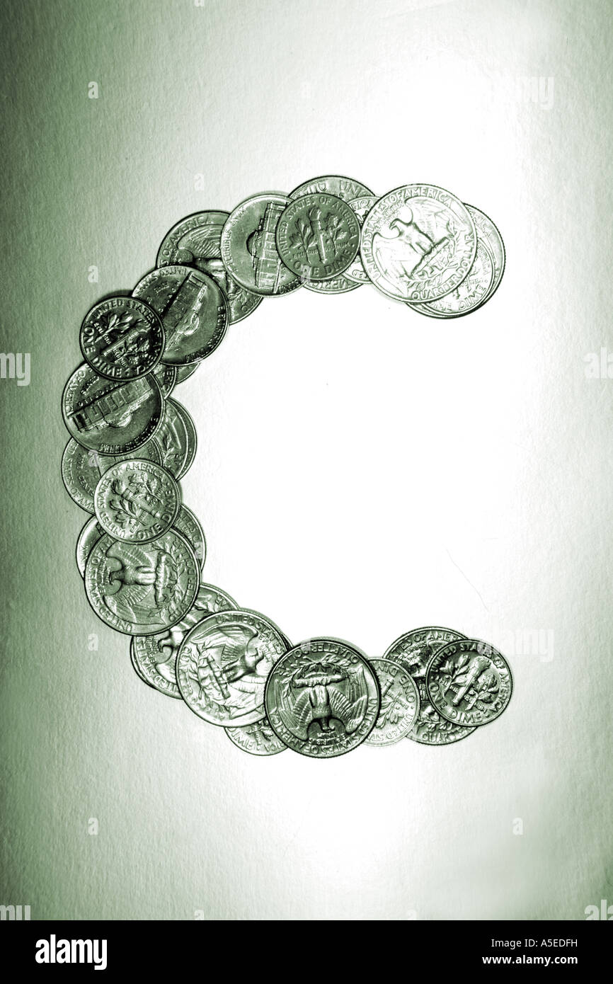American coins in shape of letter C Stock Photo - Alamy