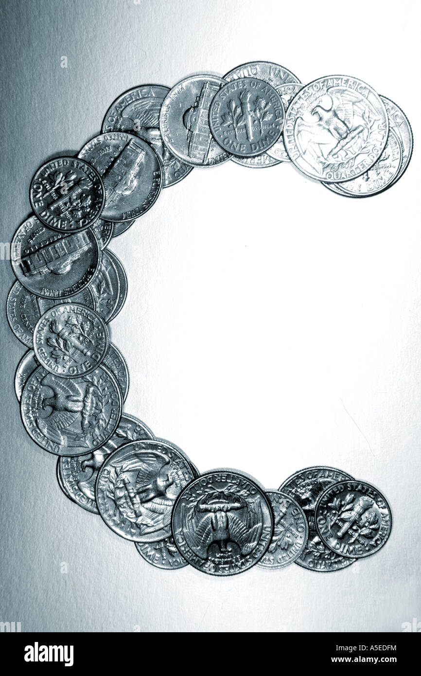 Coins in shape of letter C Stock Photo - Alamy