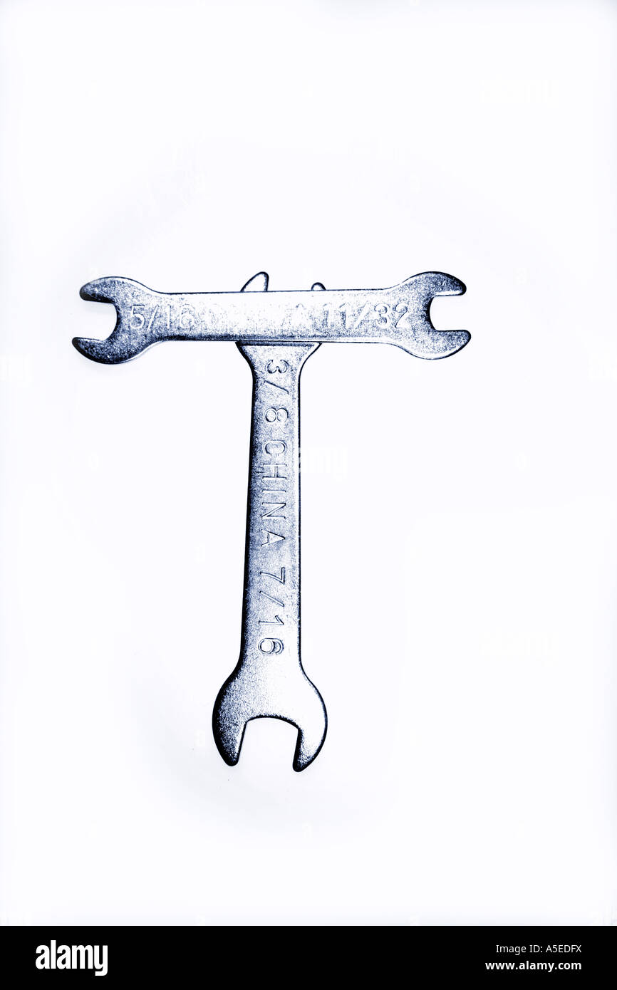 Spanners forming letter T Stock Photo - Alamy
