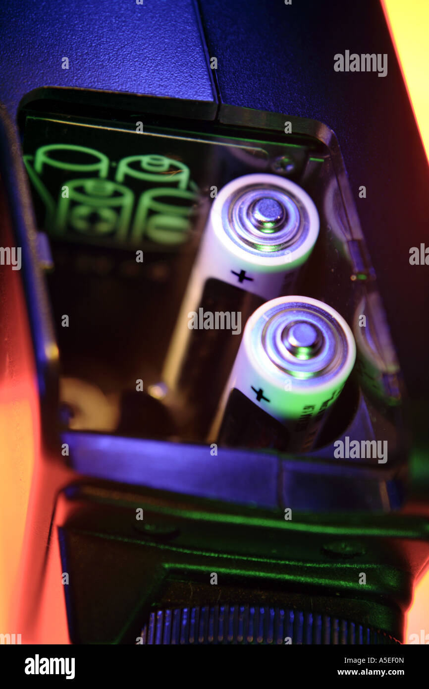 Batteries in compartment Stock Photo - Alamy