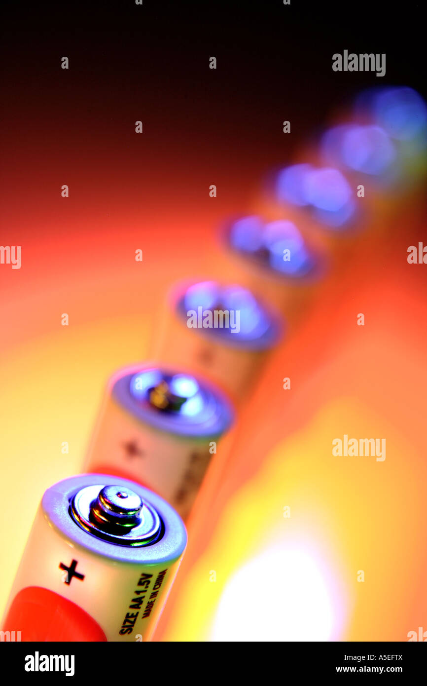 Line of batteries Stock Photo - Alamy