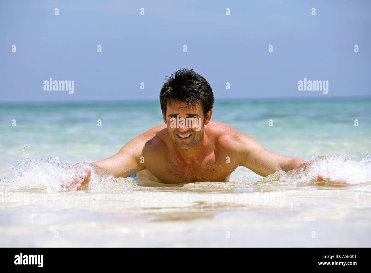 Man enjoying holiday at tropical beach in Thailand Krabi Stock Photo ...