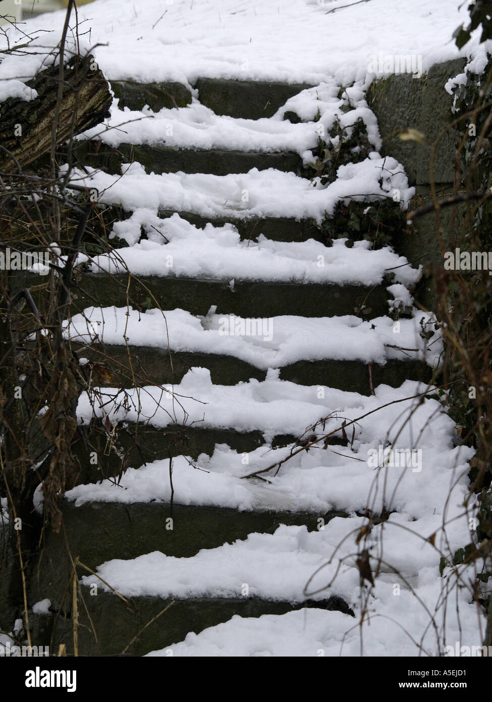 stairs covered with snow Stock Photo - Alamy
