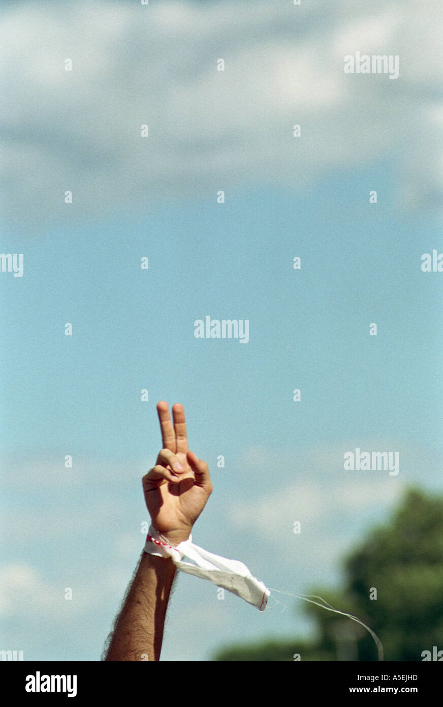 hand raised in music concert Stock Photo - Alamy