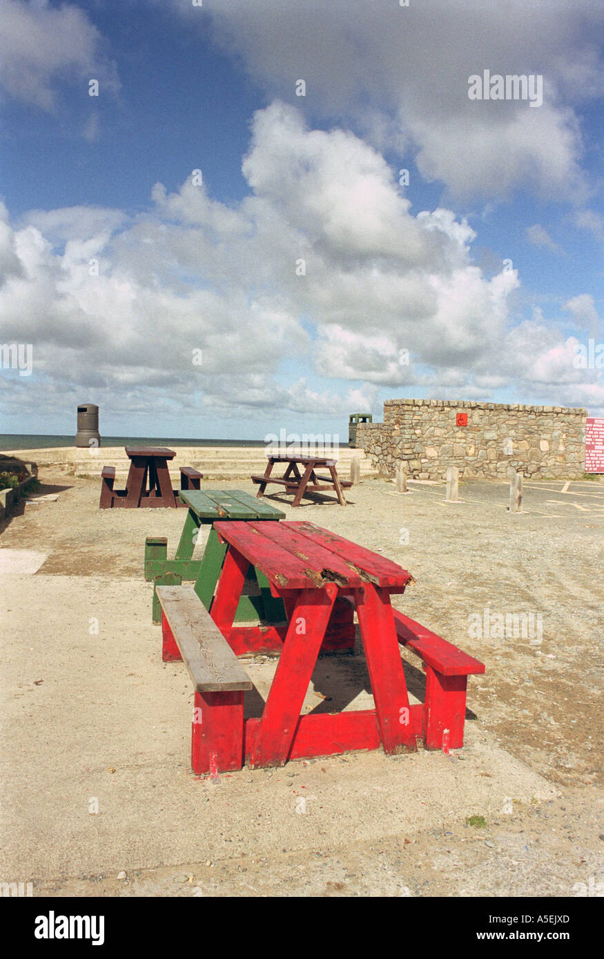 Colourful picnic benches hi-res stock photography and images - Alamy