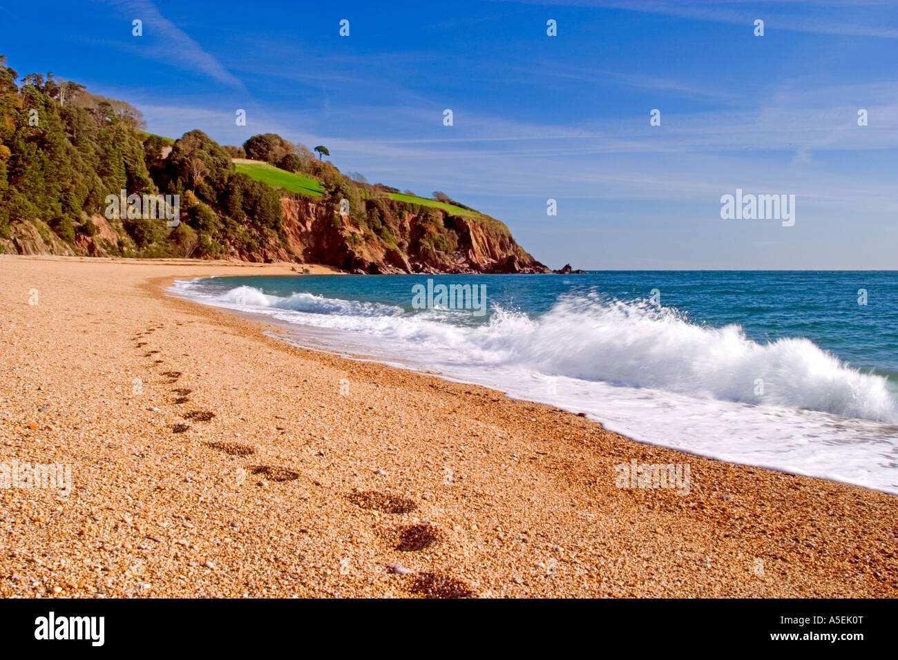 An image of a blue sea and sky along the south coast of Devon in ...