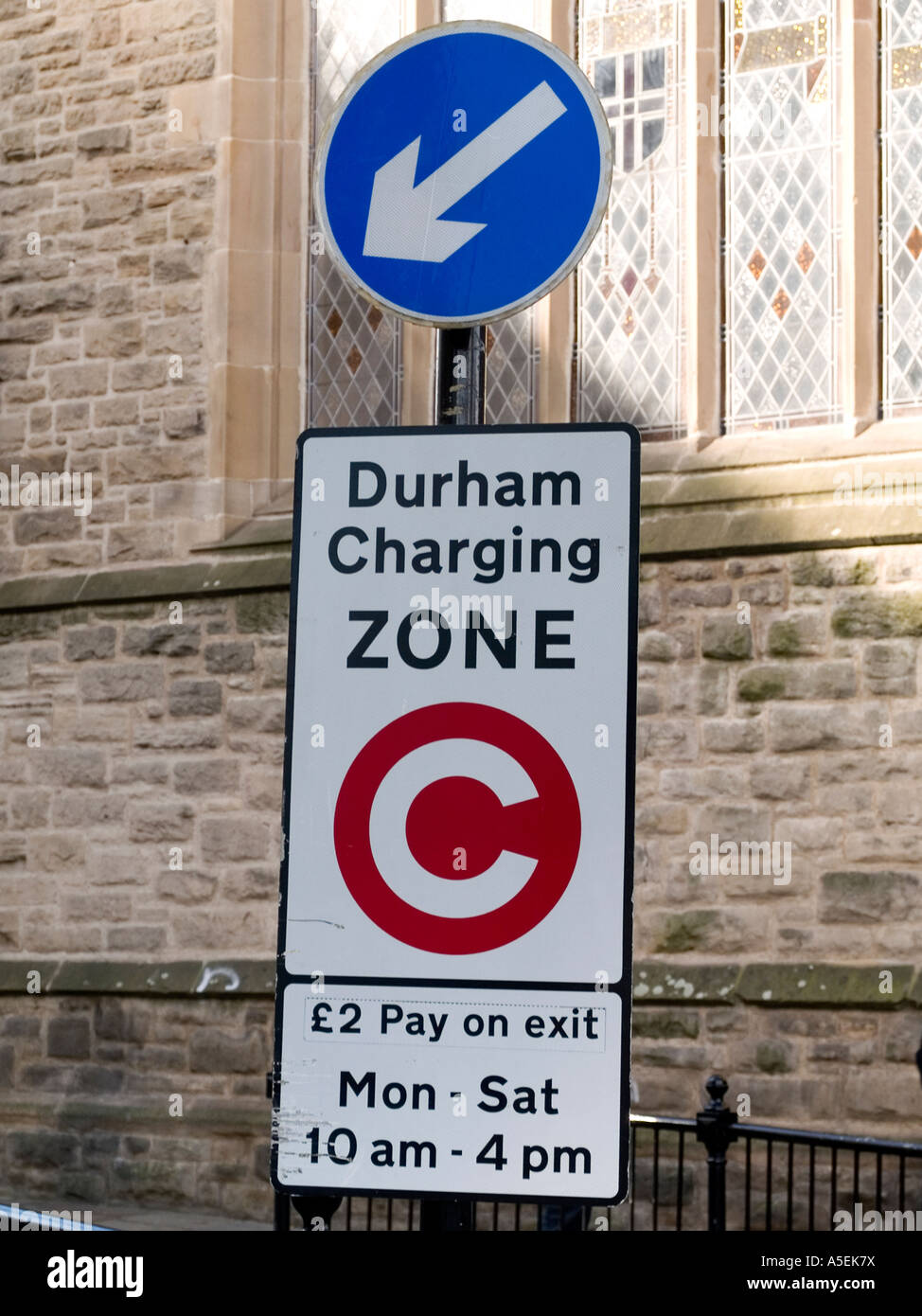 Traffic sign at the entrance to the traffic congestion zone in Durham ...