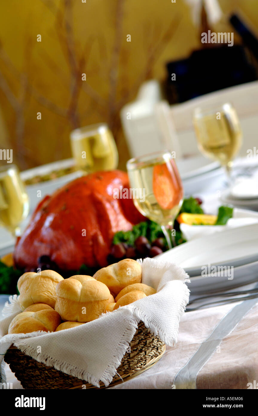 Turkey dinner table setup Stock Photo - Alamy