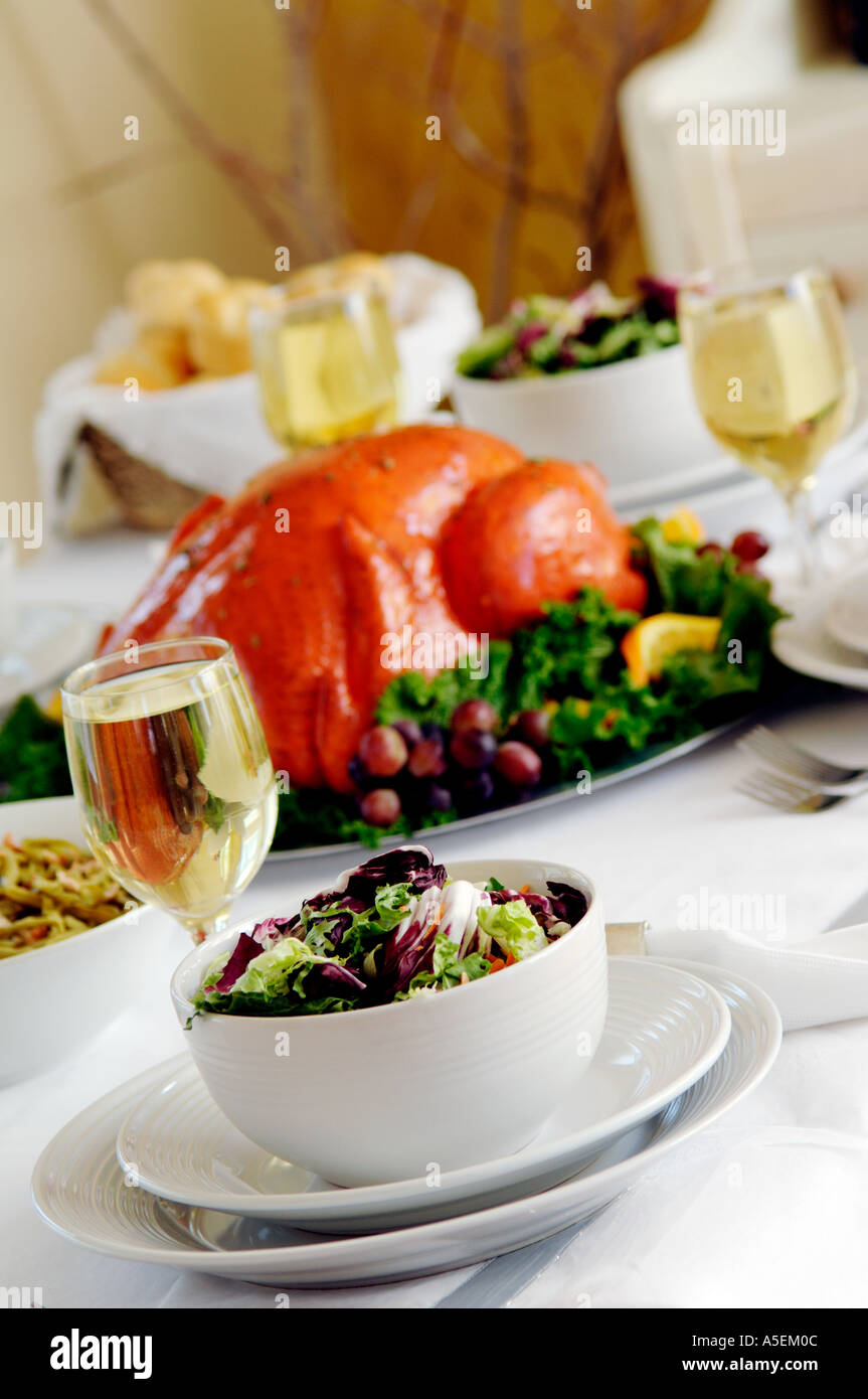 Turkey dinner table setup Stock Photo - Alamy