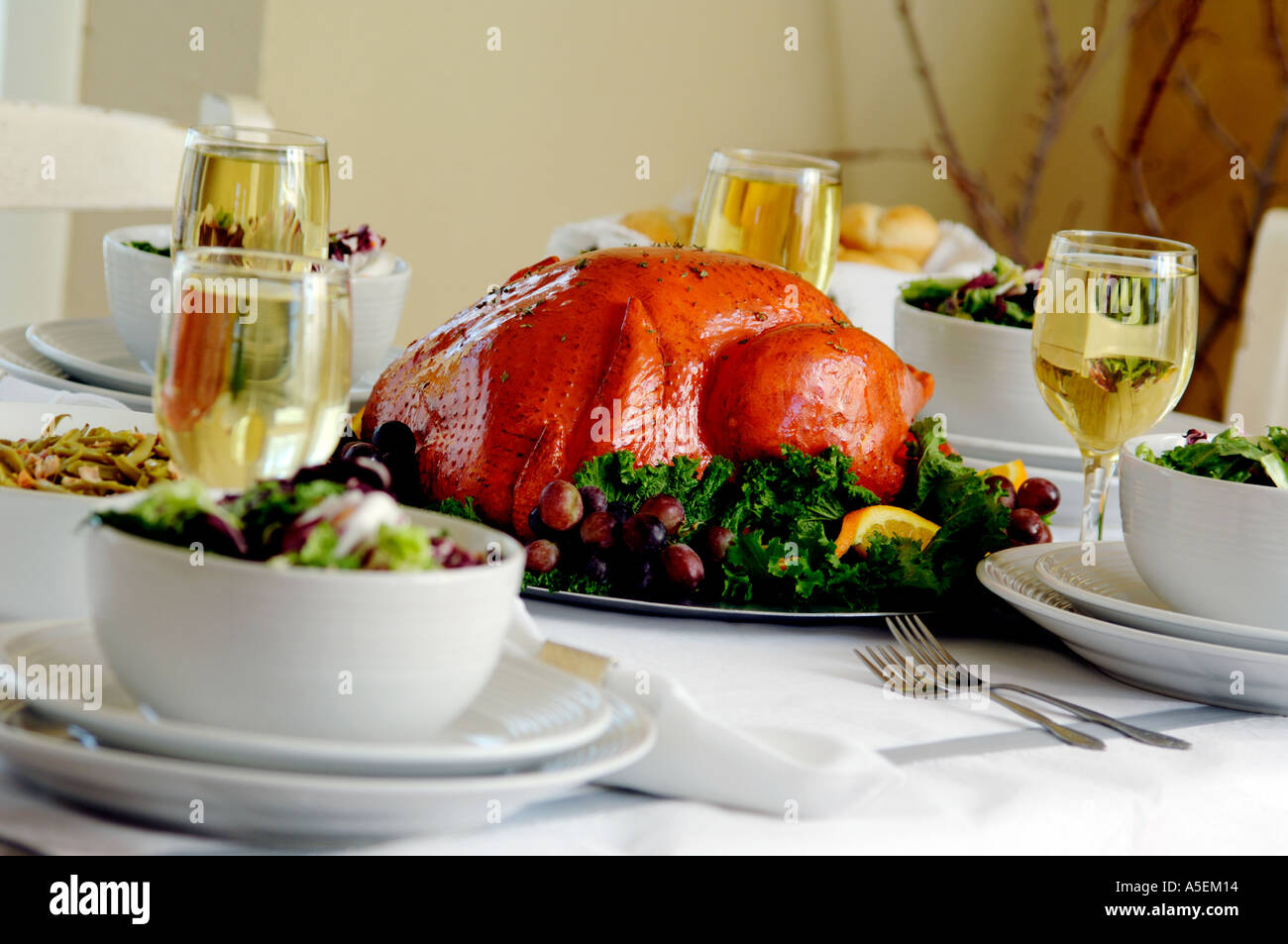 Turkey dinner table setup Stock Photo - Alamy
